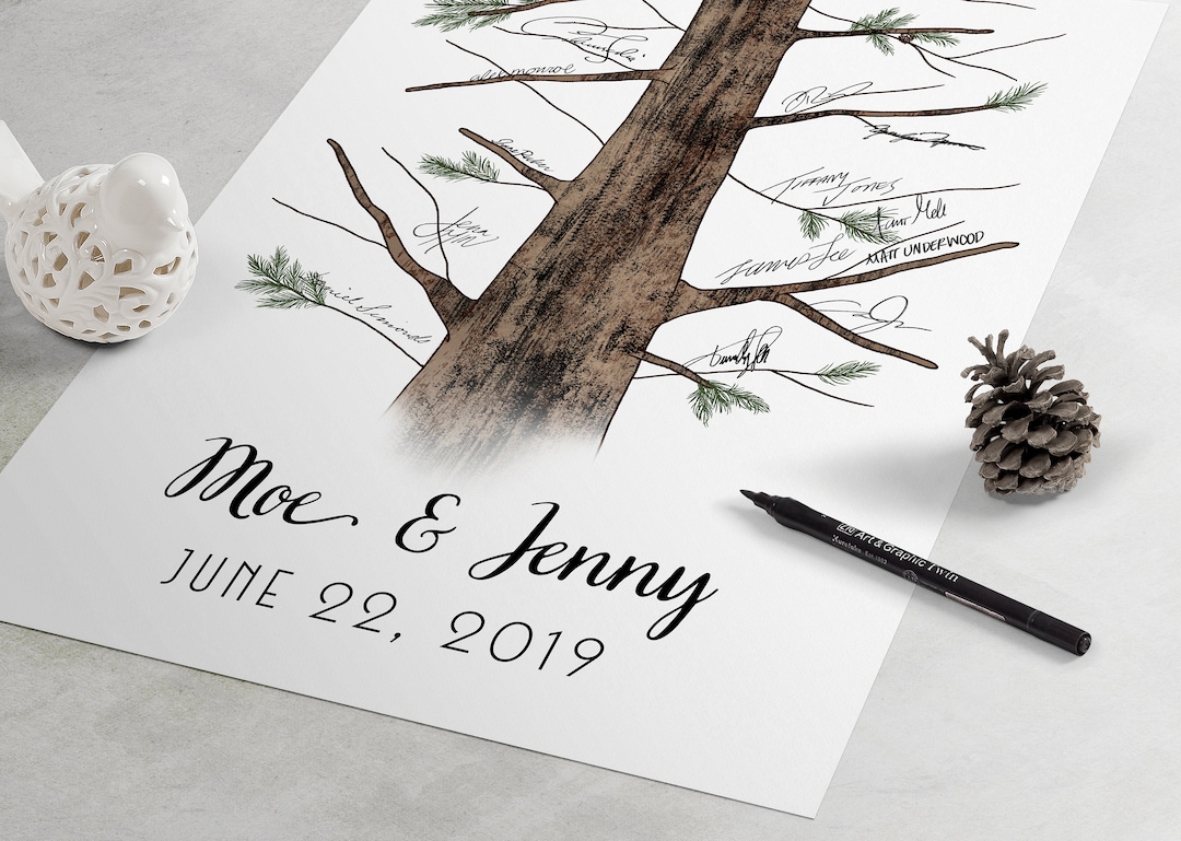 NEW Wedding Guest Book - Eternal Pine Tree Guestbook Alternative ...