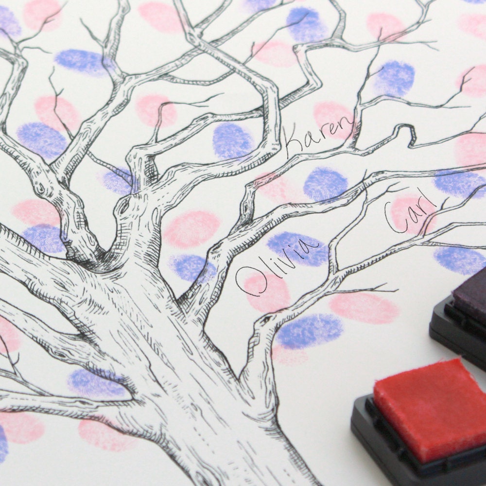 Guest Book Tree Chic Oak Guestbook Tree Print is a Beautiful | Etsy