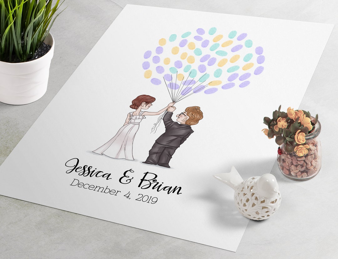 Up House Guestbook - up Couple Wedding Guestbook, Fingerprint Guestbook ...