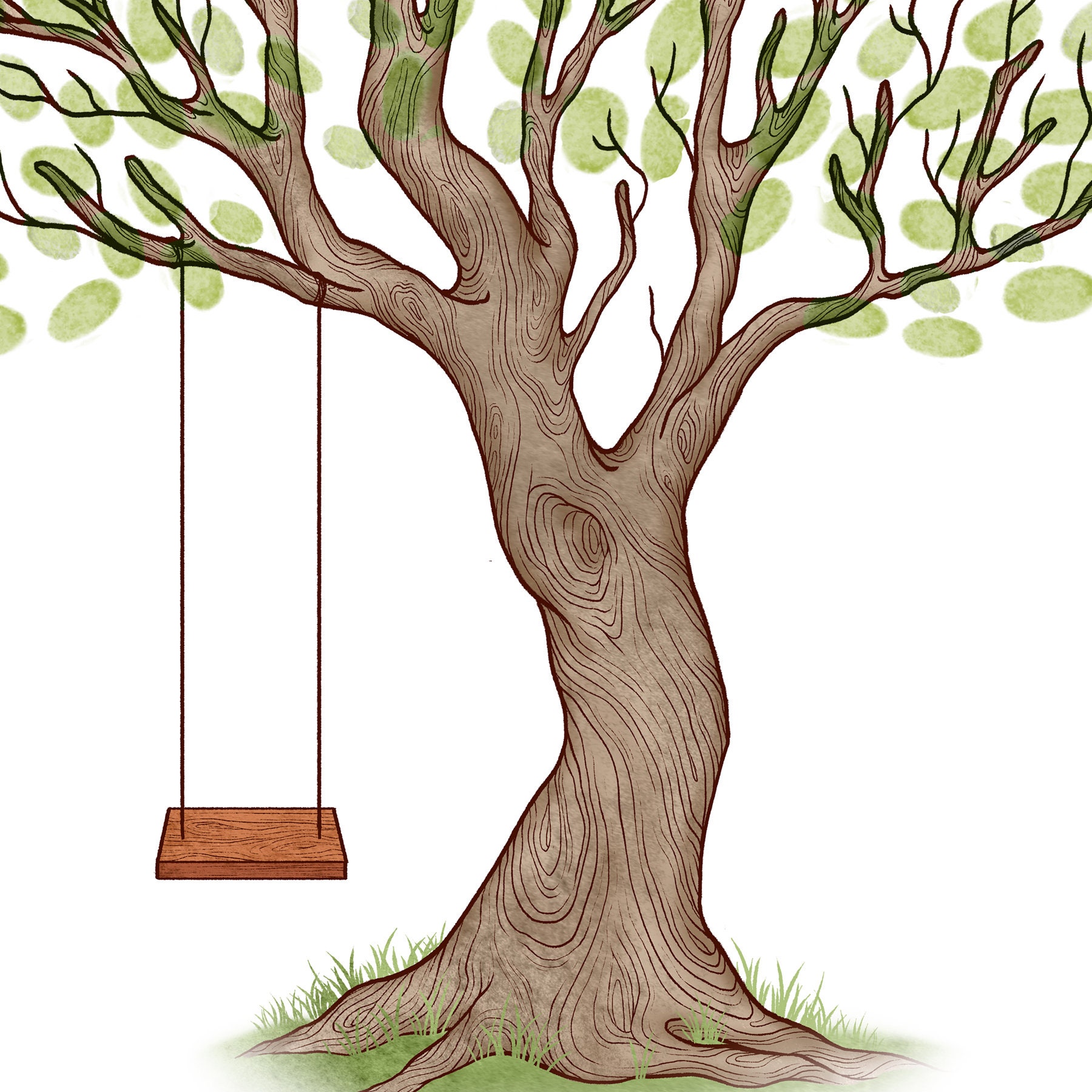 Wedding Guest Book Swing Fingerprint Tree - Swing Finger Print Tree ...