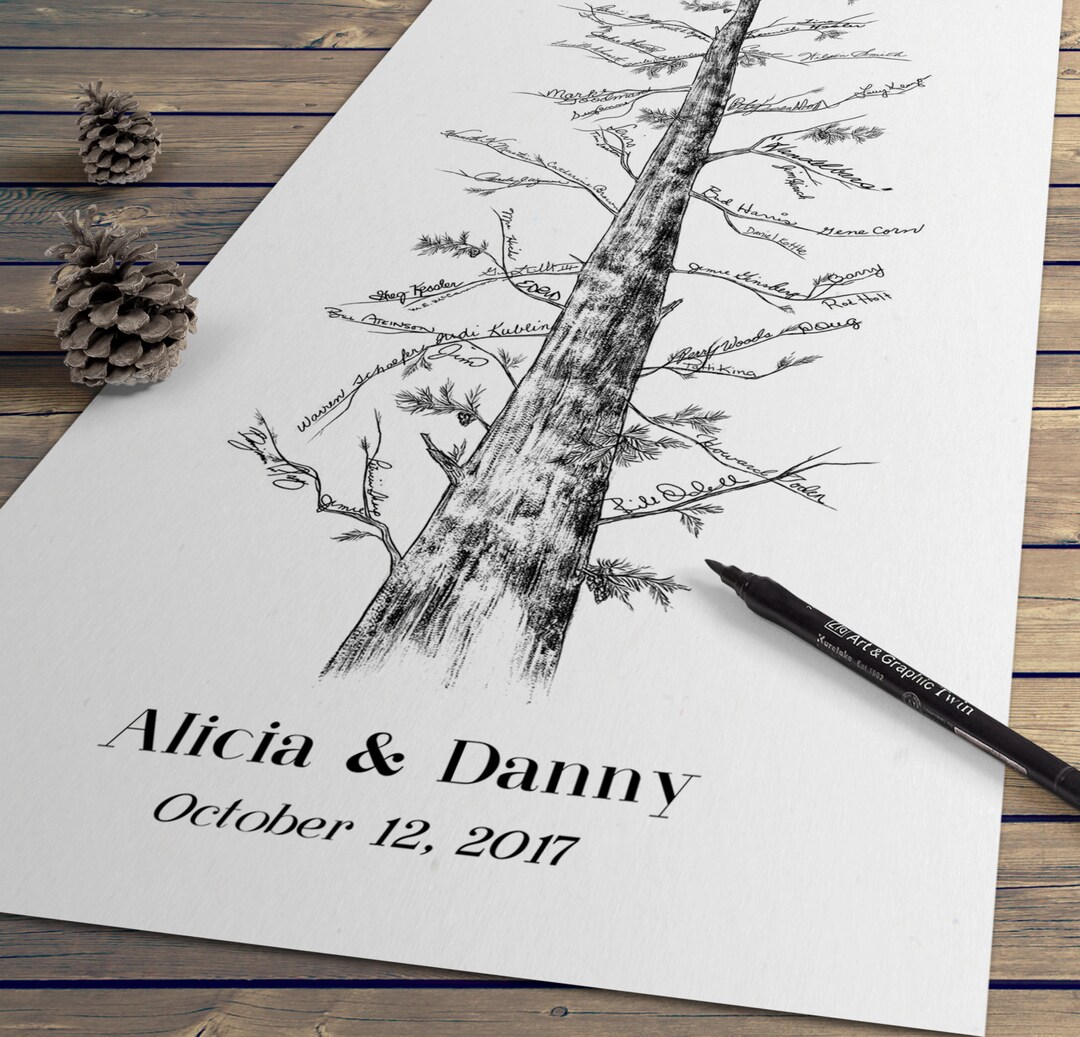 Boho Wedding Pine Tree - Eternal Redwood Guestbook, Signature Tree ...