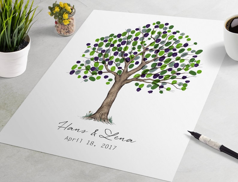 Wedding Guest Book Fingerprint Tree Simple oak finger print | Etsy Wedding Guest Book Fingerprint Tree Simple oak finger print | Etsy