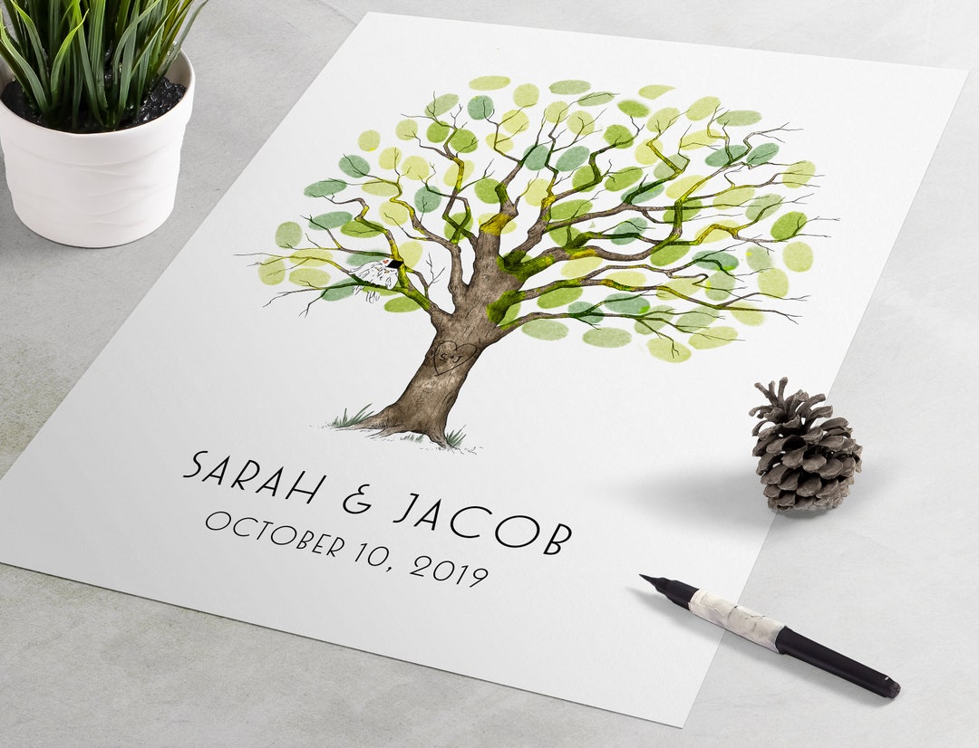 Guest Book Tree - Chic Oak Guestbook Tree Print is a Beautiful Wedding ...