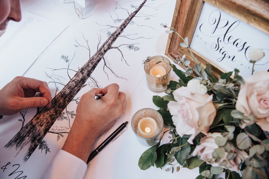 Pine Tree Guest Book Alternative - Beautiful Guestbook for Rustic ...