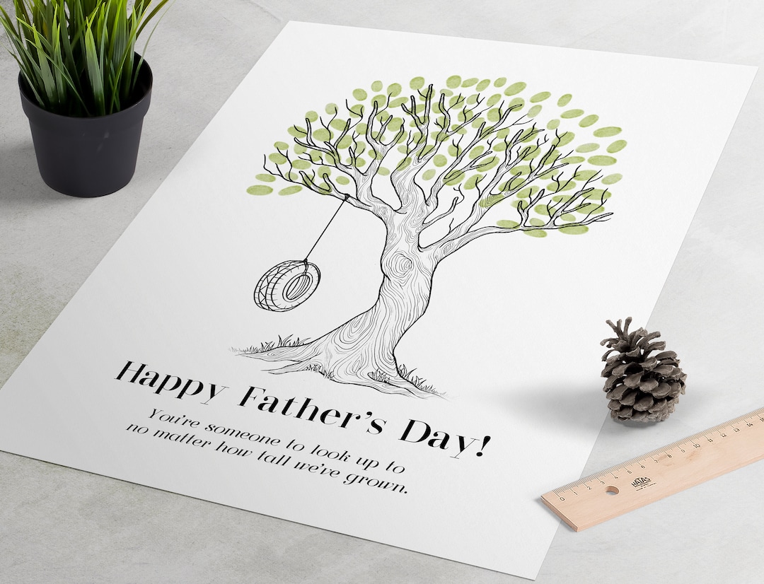 Personalized Father's Day Fingerprint Tree Art Print - Etsy