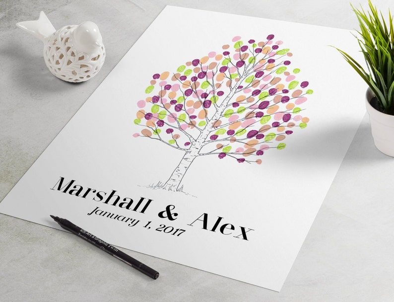 Thumbprint Tree Fair Birch Thumb Print Tree Wedding Guest - Etsy