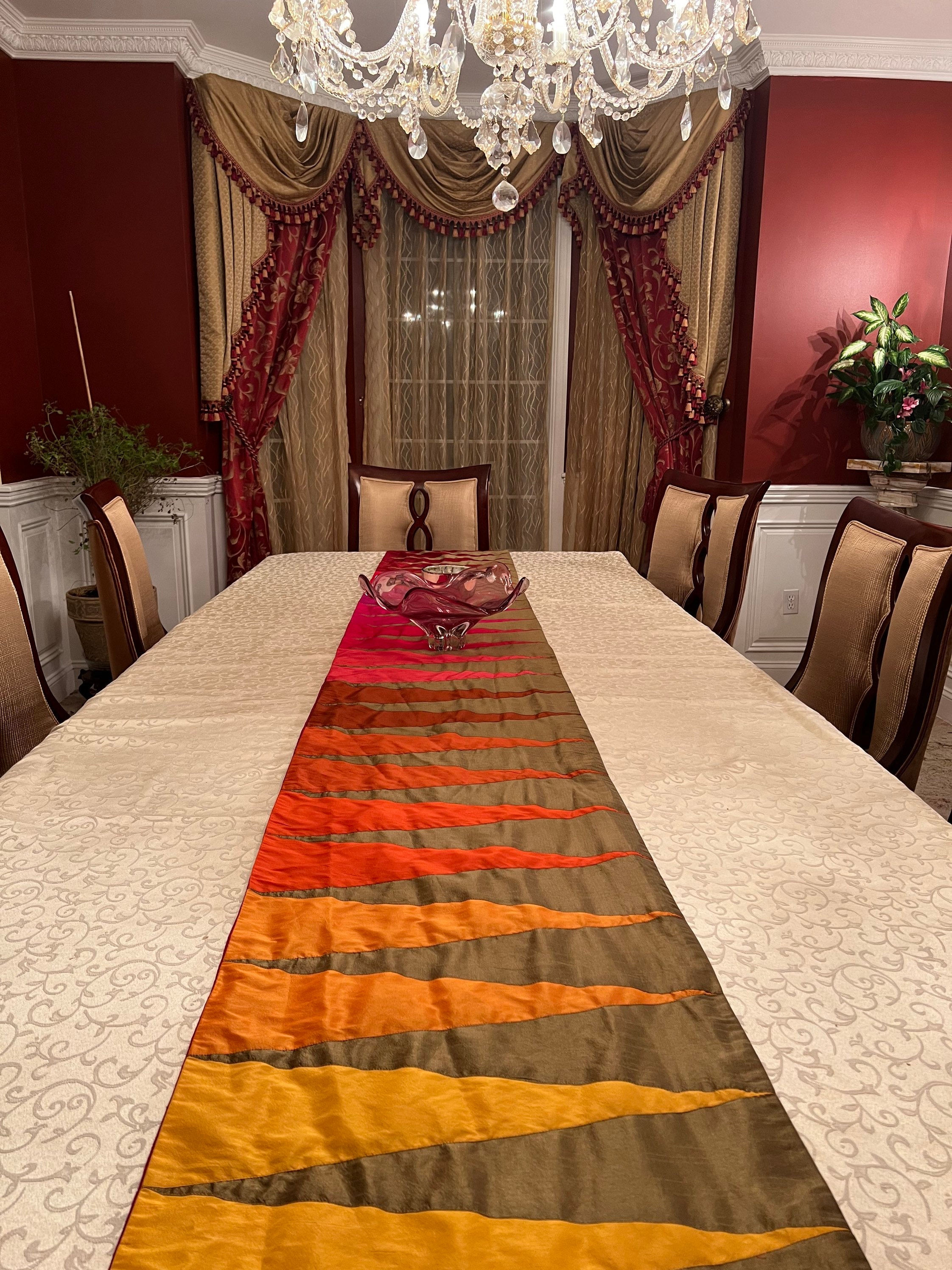 Geometric Table Runner, Beige and Multi Color Modern Runner, Temple ...