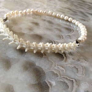 Snake Spine and Pearls Necklace | Etsy