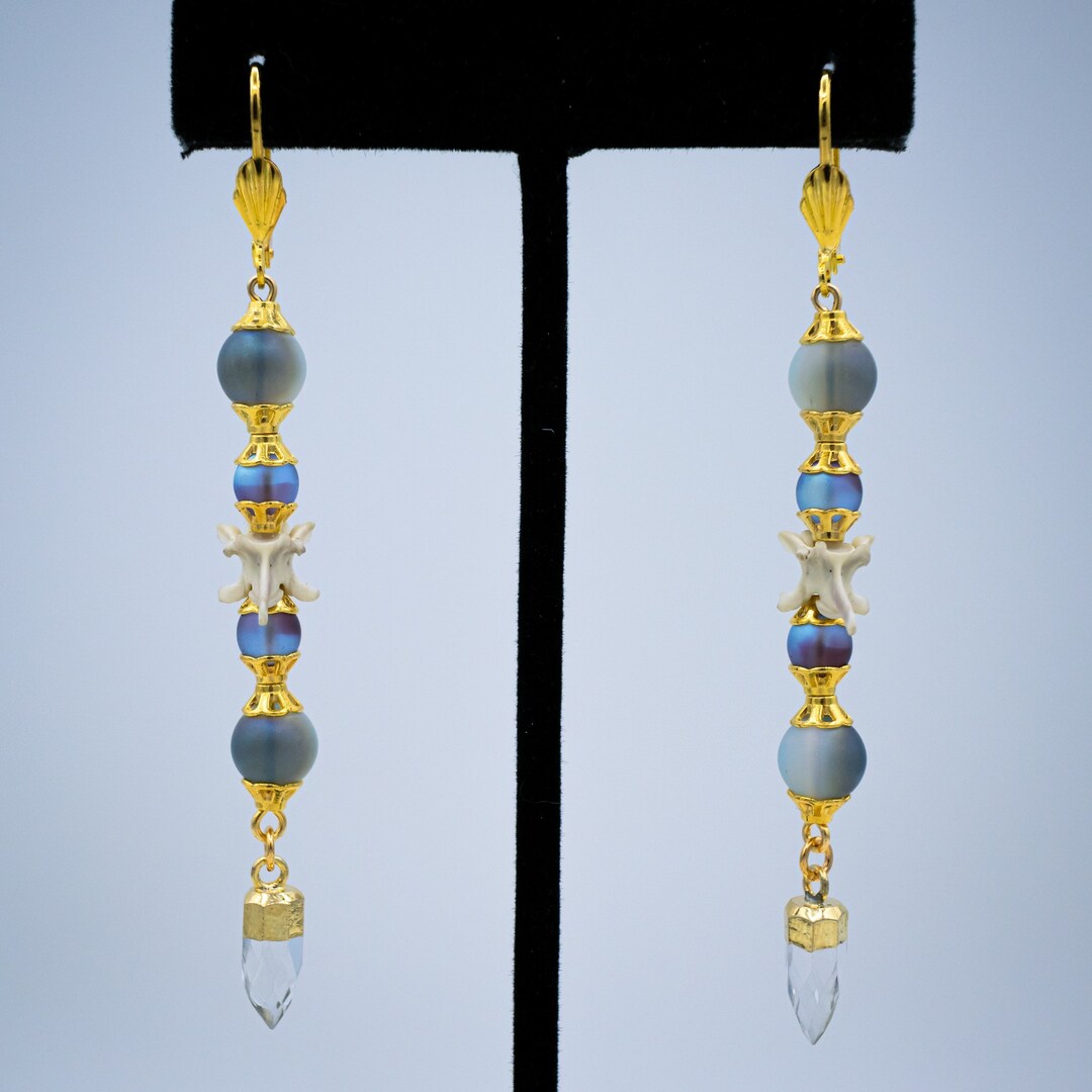 Whimsical Quartz Crystal Vertebrae Earrings - Etsy