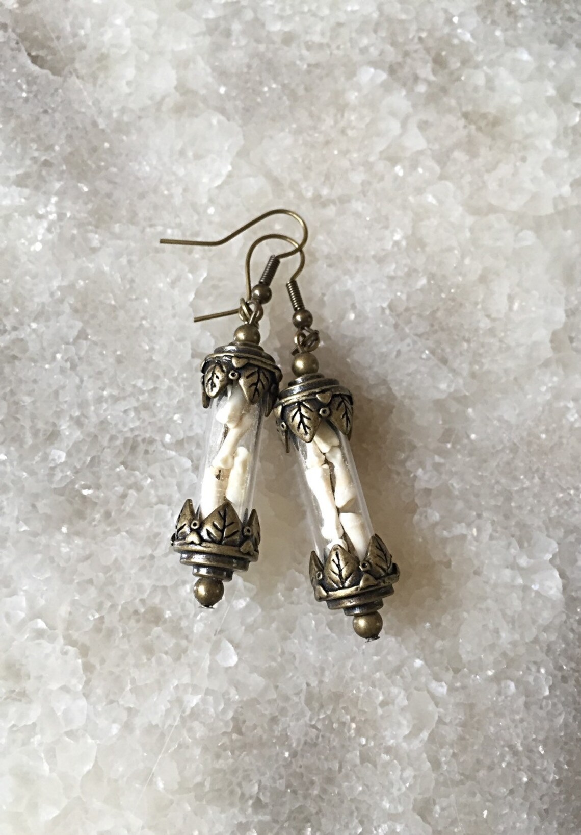 Victorian Brass and Bone Vial Earrings - Etsy