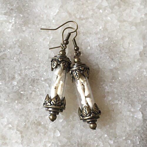 Victorian Brass and Bone Vial Earrings - Etsy