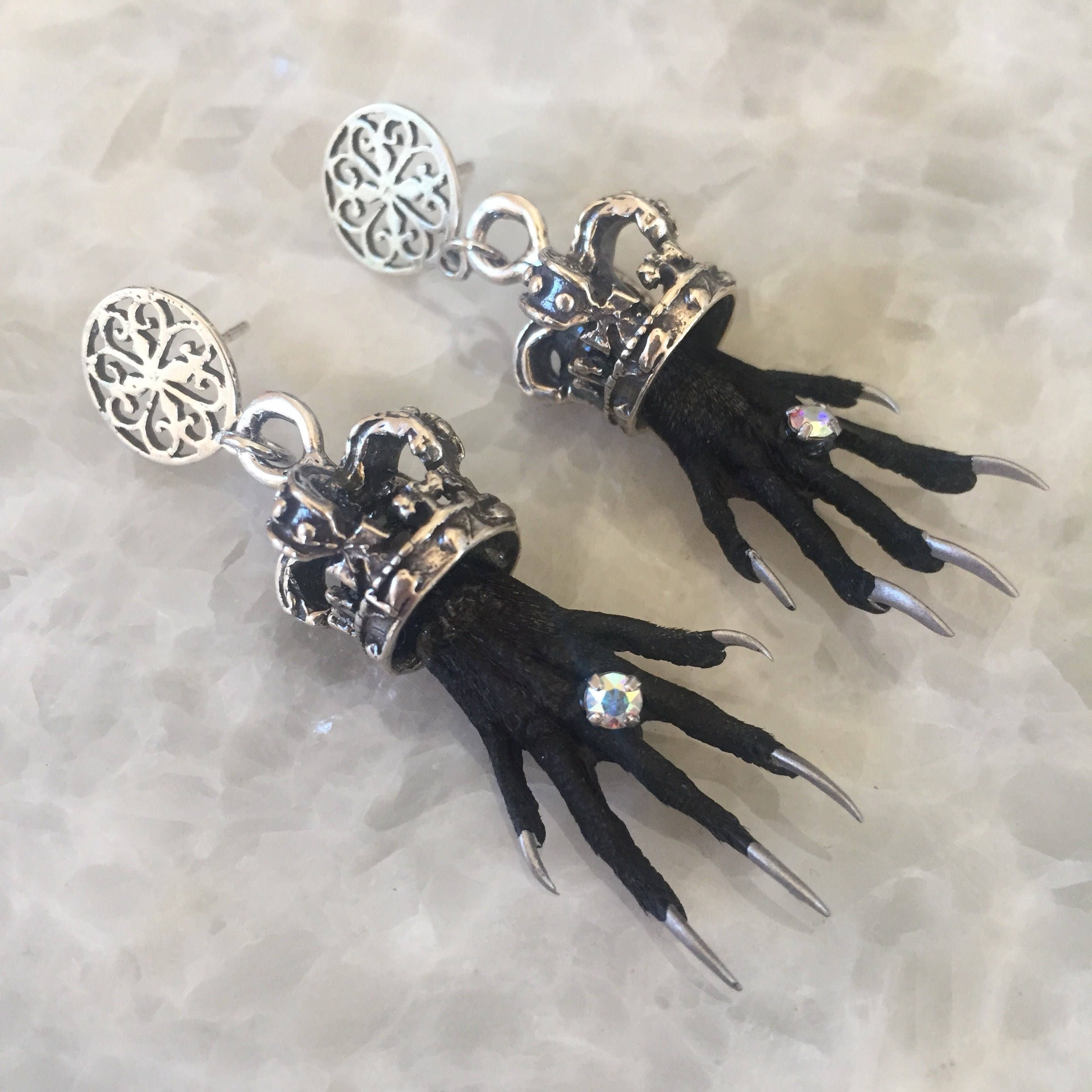 Crowned Rodent Paw Earrings - Etsy