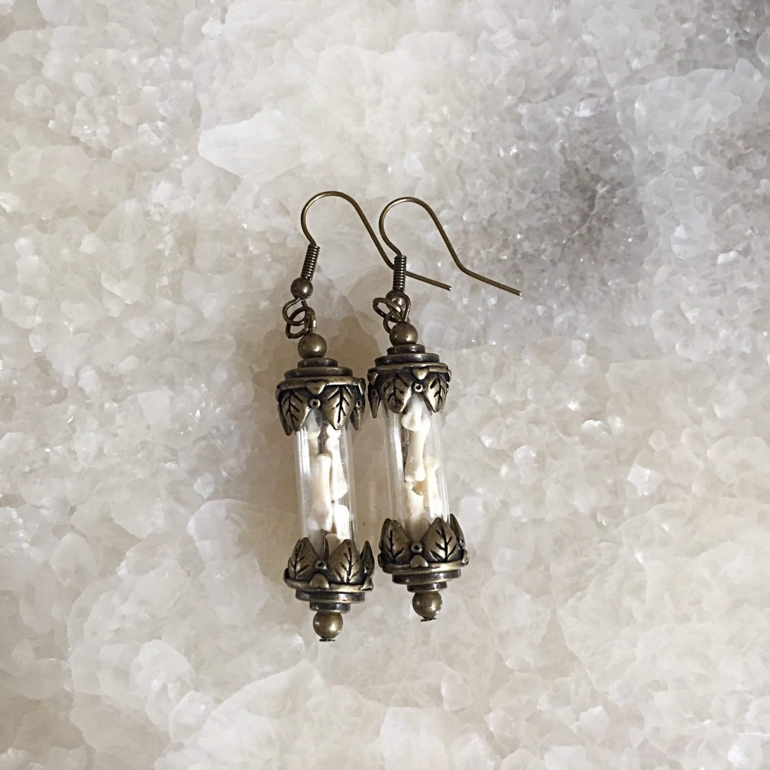 Victorian Brass and Bone Vial Earrings - Etsy