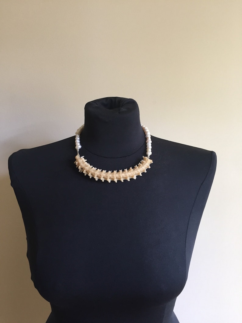 Snake Spine and Pearls Necklace | Etsy