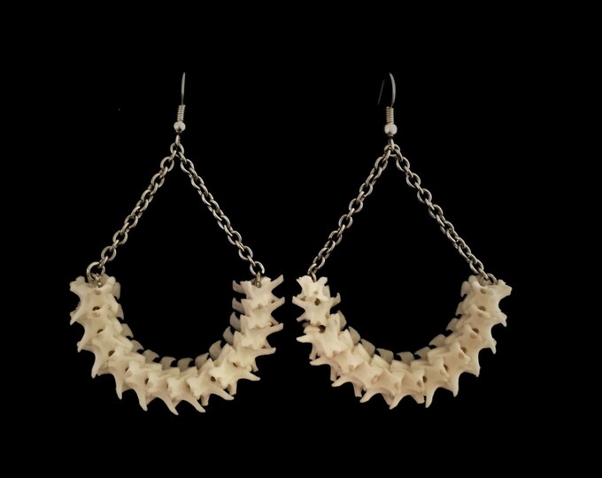 Crescent Moon Python Vertebrae Hoops | Etsy