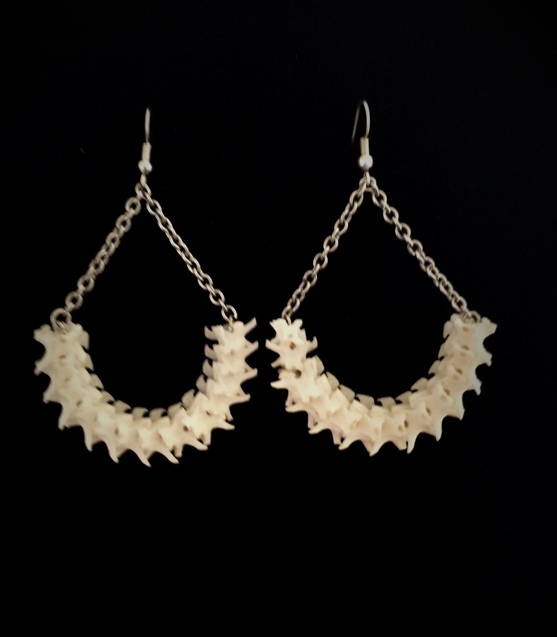 Crescent Moon Python Vertebrae Hoops | Etsy