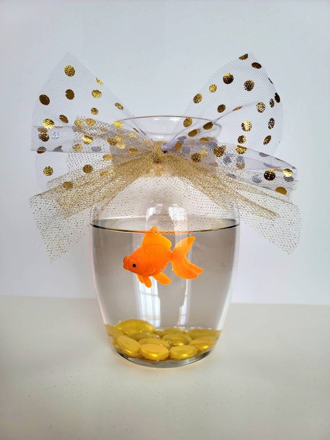 One Plastic Self Floating Gold Fish in a Glass Bowl. Great for Nowruz ...