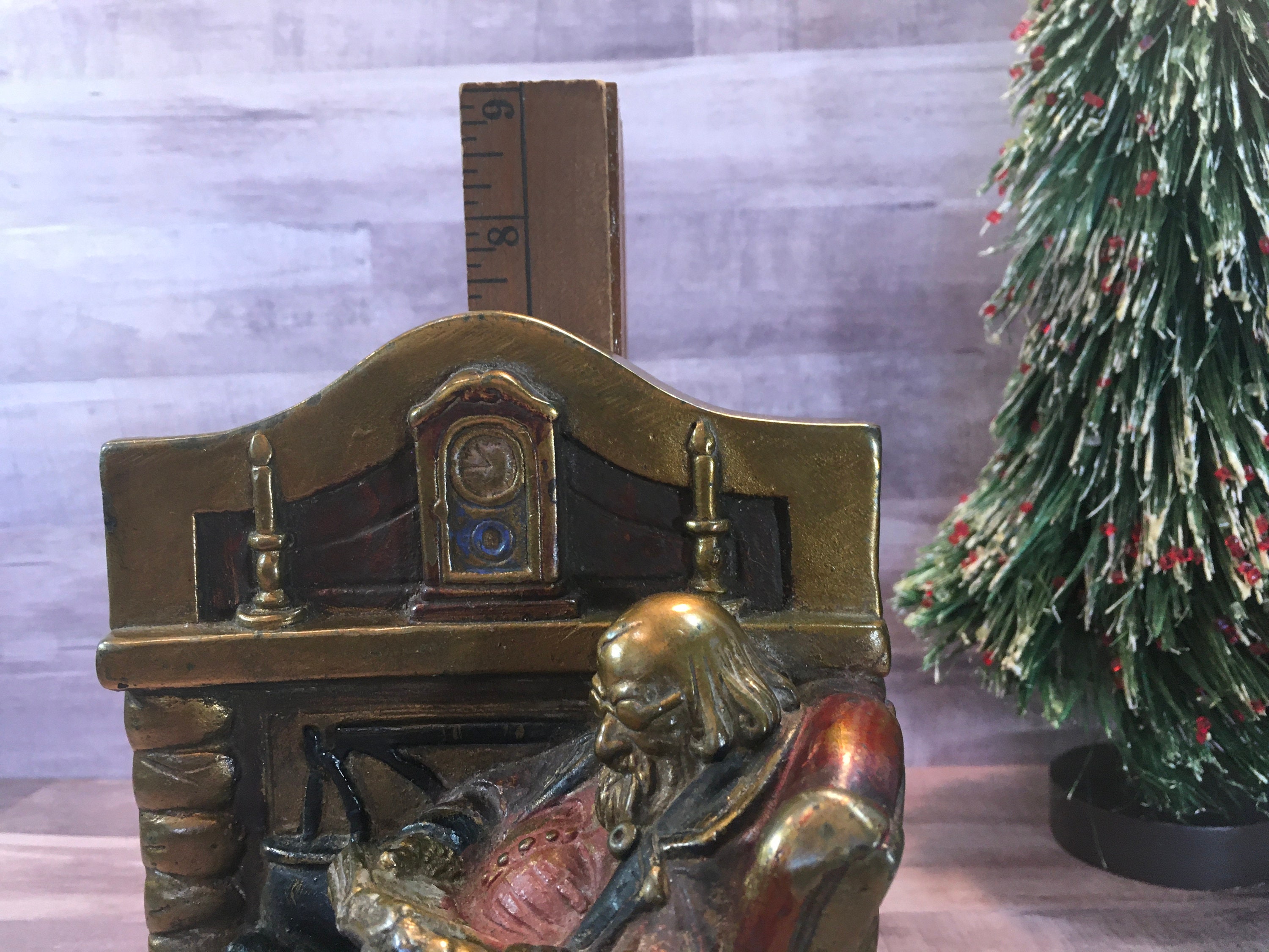 Bronze Santa Fireplace Bookend/mantel Piece - Etsy