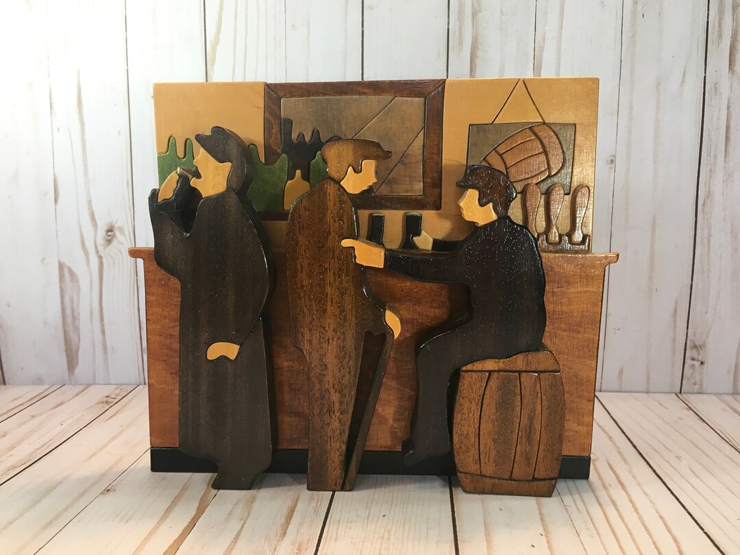 Puckane Irish Pub Scene Inlaid Wood - Etsy