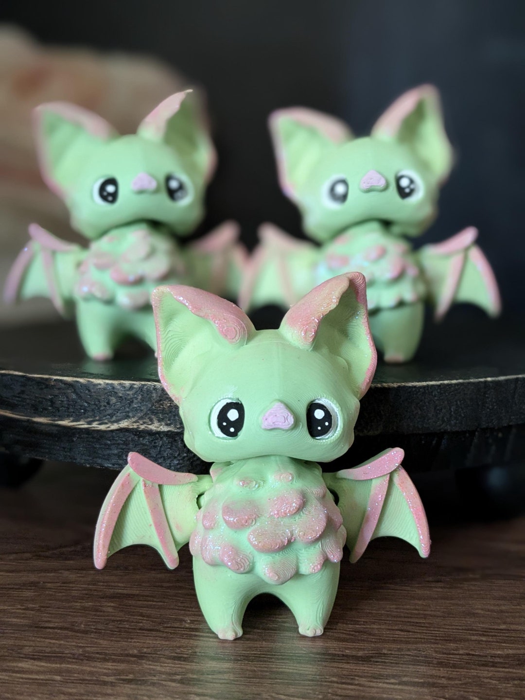 Kawaii Bat Desk Buddy Hand Painted Articulated Bat Figurine Desk Toy ...