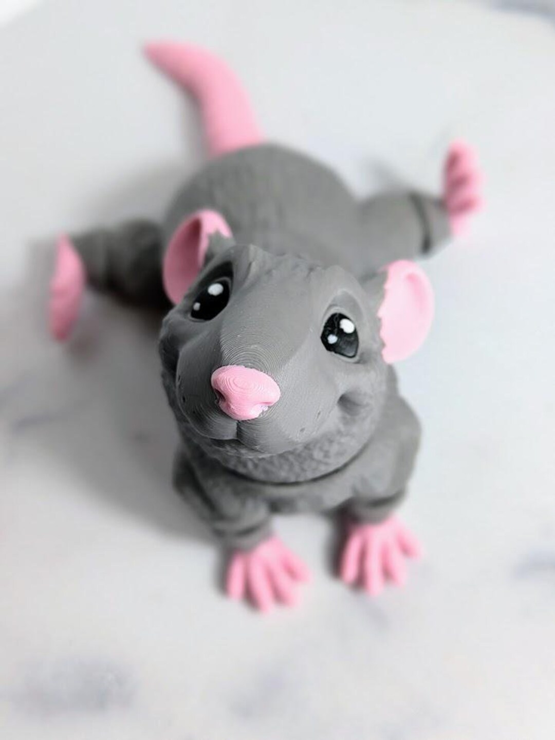CUSTOMIZABLE Rat Desk Buddy Articulated Rat Figurine Desk Toy - Gray ...