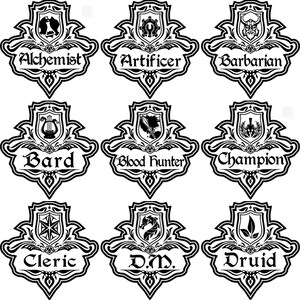 Dungeons and Dragons Class Emblem Coasters, Set of 6 Black Faux Leather ...