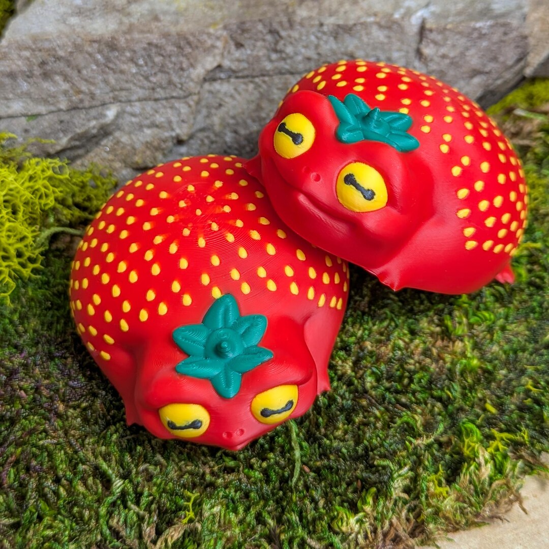 Strawberry Frog Figurine: Cottagecore Desk Decor, Weird Frog Art Toy - Etsy