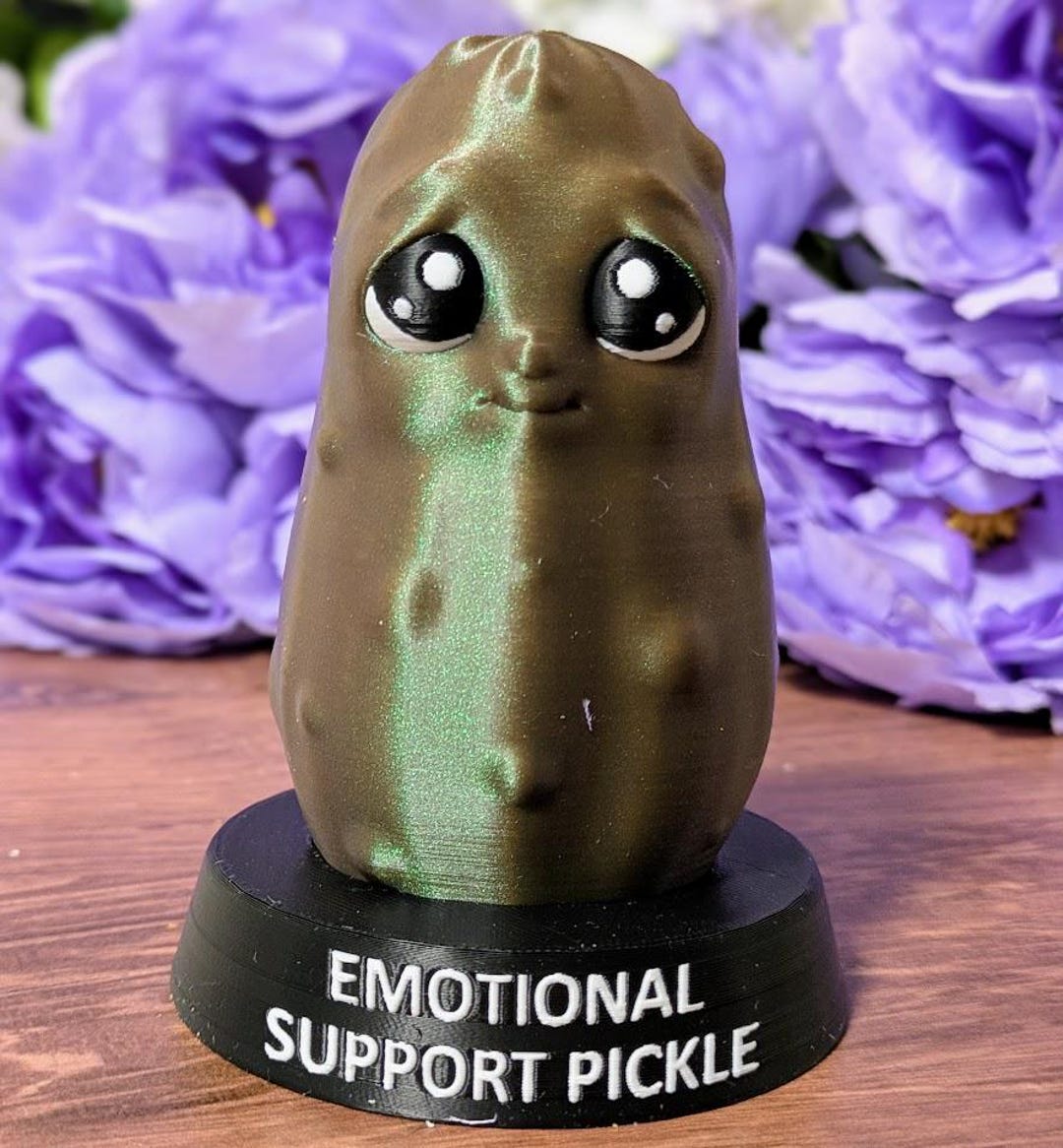 Emotional Support Pickle – Funny Desk Buddy Gift, Sparkly Green Pickle ...