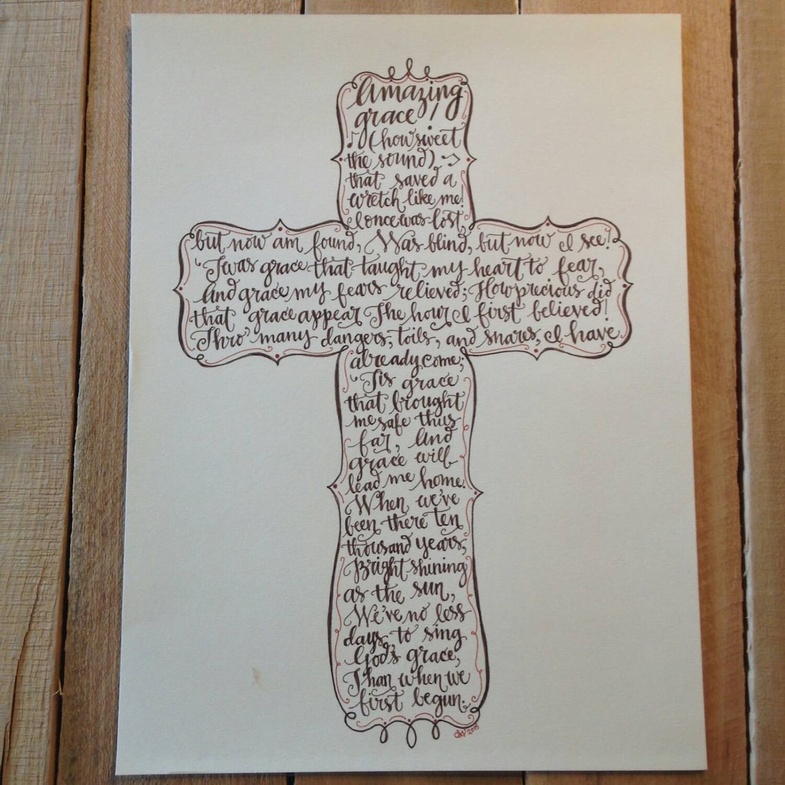 Amazing Grace Design Hand Drawn Art, Cross Pattern - Etsy