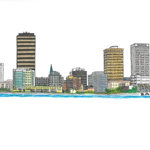 Baton Rouge, Louisiana Skyline Design - Hand Drawn - Etsy