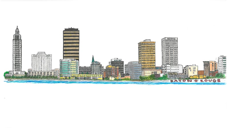 Baton Rouge, Louisiana Skyline Design - Hand Drawn - Etsy