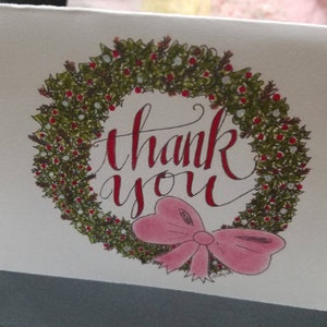 Christmas Thank You Note Cards - Wreath - Etsy