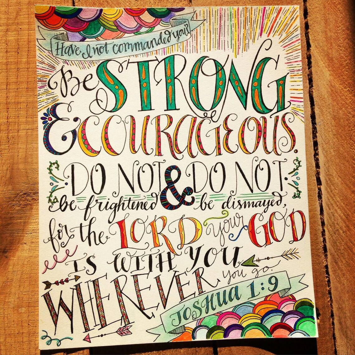 Joshua 1:9 Be Strong and Courageous Bible Verse Design Hand | Etsy