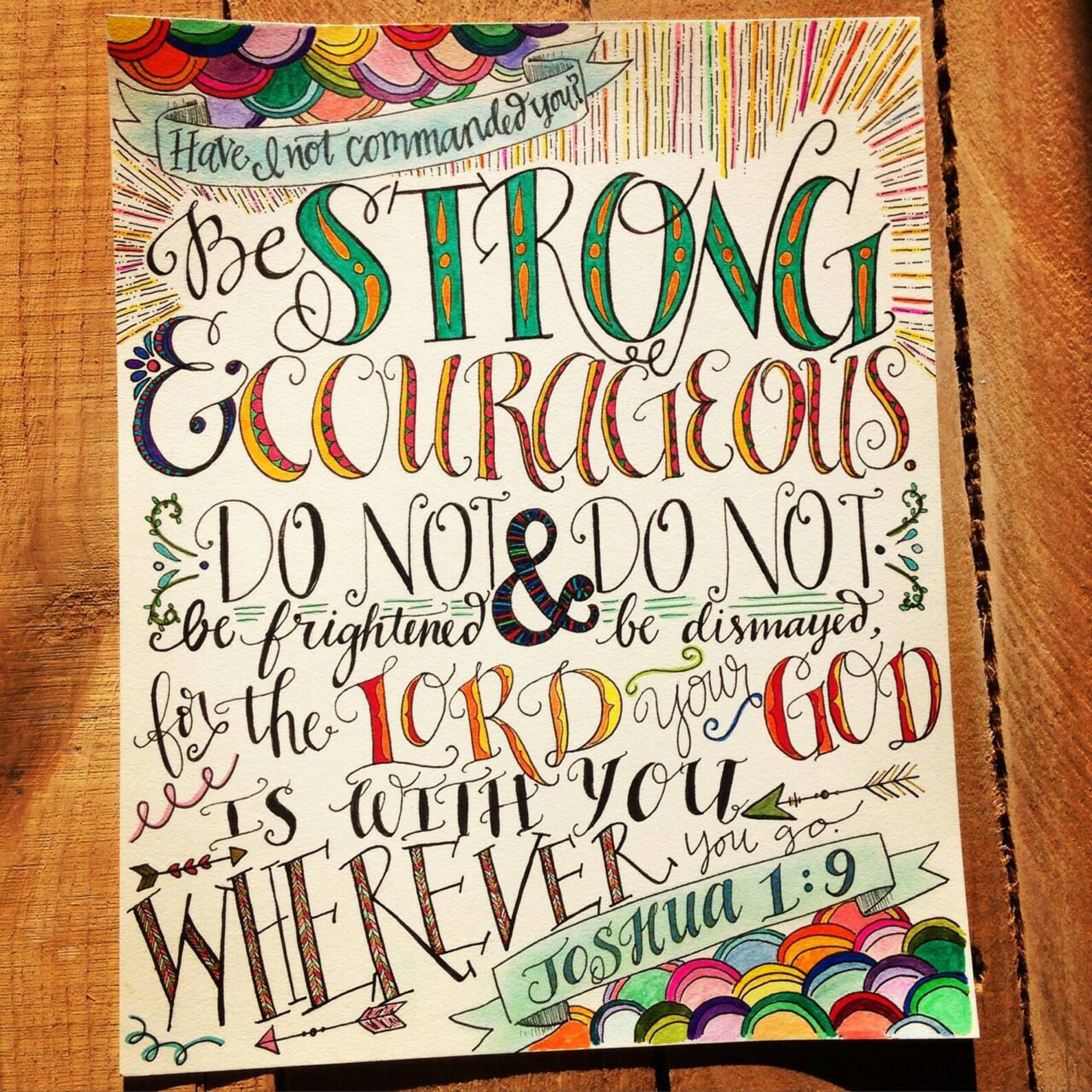 Joshua 1:9 Be Strong and Courageous Bible Verse Design Hand | Etsy