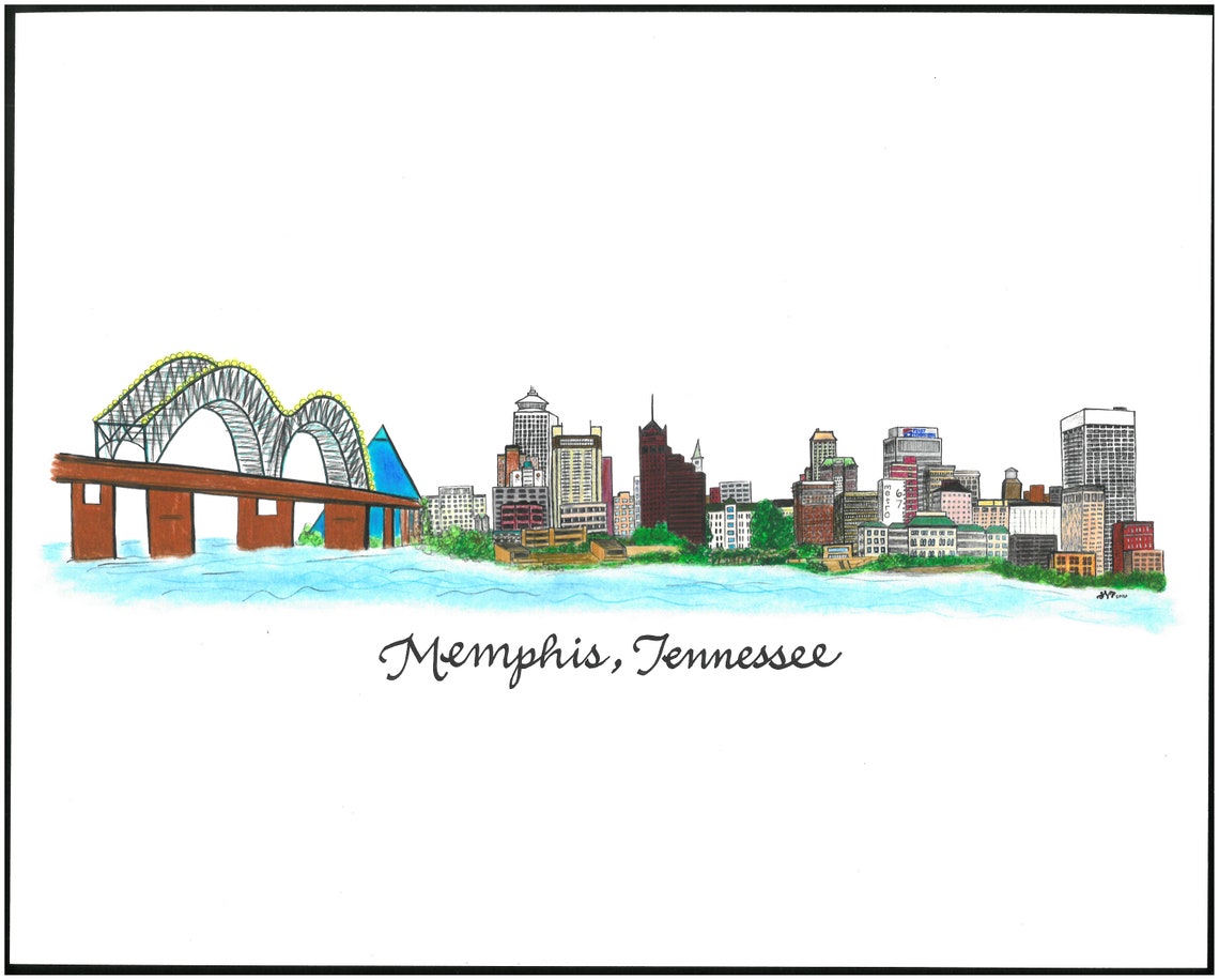 Memphis, Tennessee Skyline Design Hand Drawn, INSTANT DOWNLOAD - Etsy