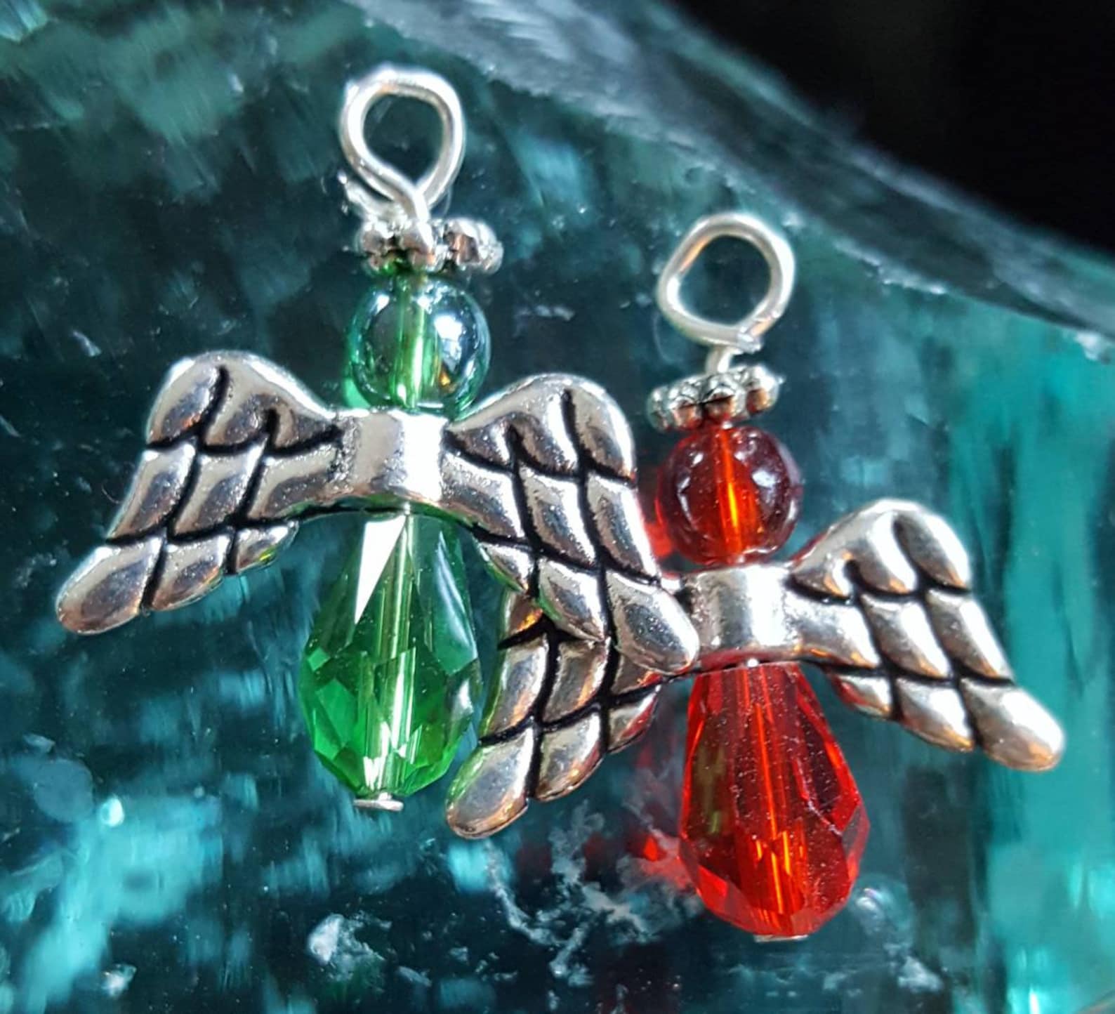 Gold Silver Angel Charm Colorful Beaded Angels Crystal Angel - Etsy