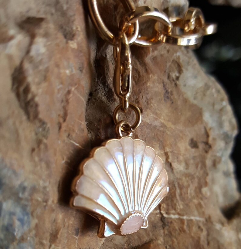 Pearl Seashell Charm, Blush Seashell Clip on Charm for Bracelets ...