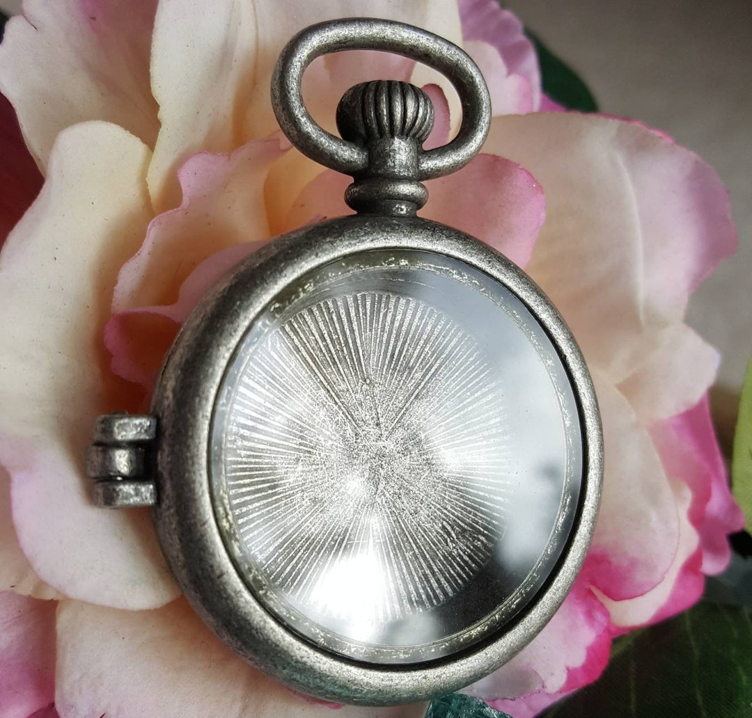 Antique Silver Pocket Watch Locket Pendant for Necklaces, Large Vintage ...