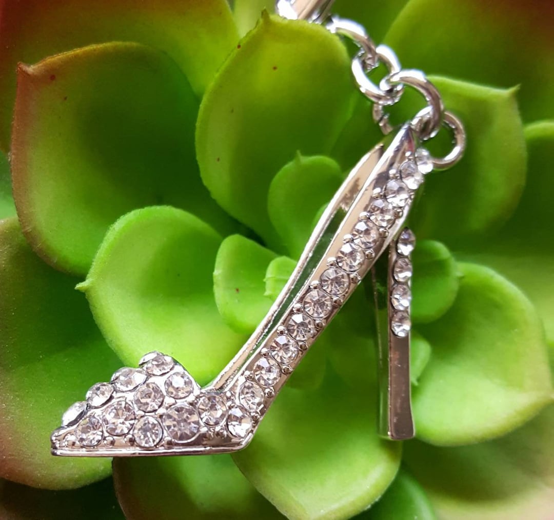 Feminine Keychain, Pave Crystal Silver Stiletto Keychain, Sparkly ...