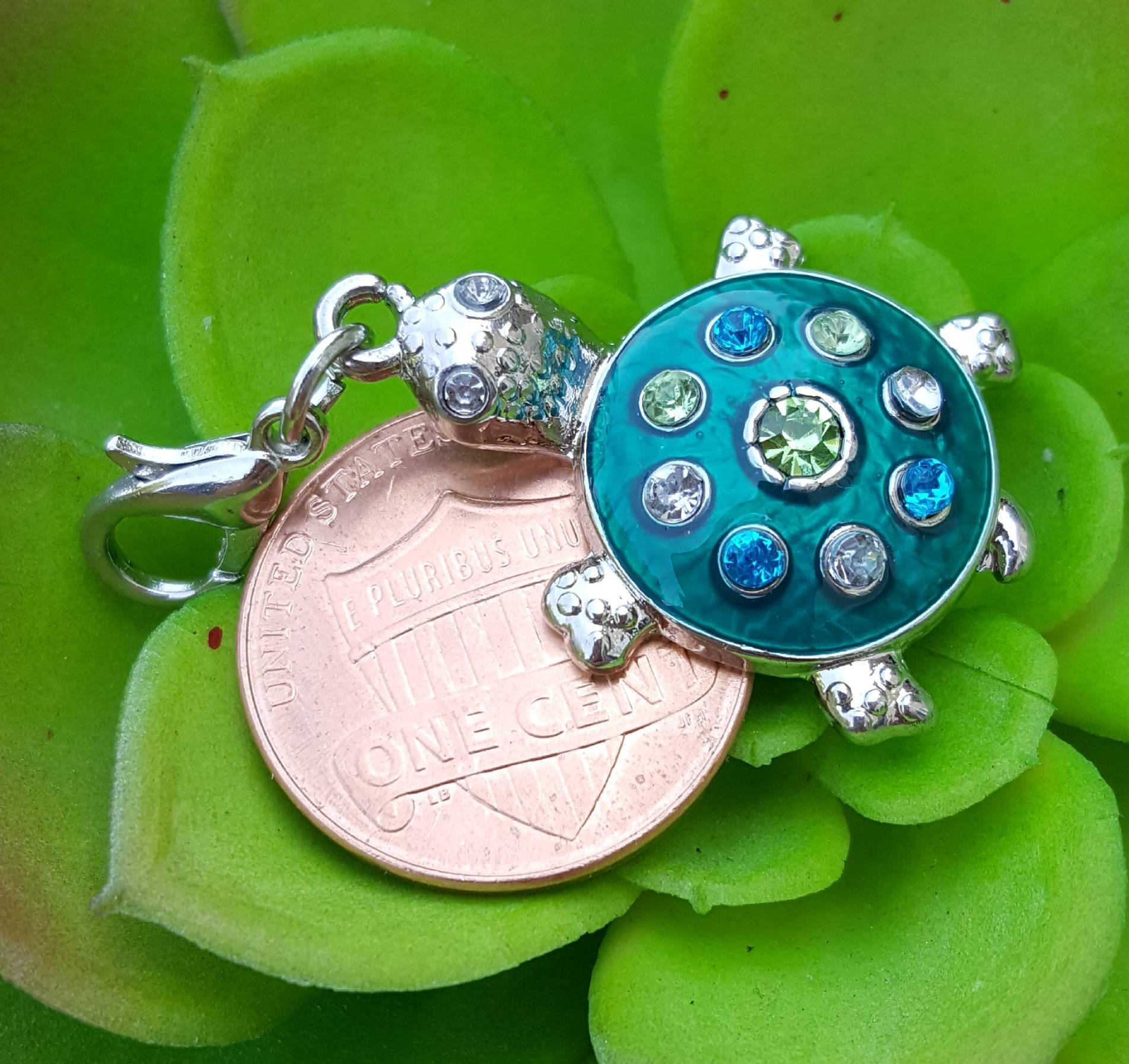Sparkly Green Turtle Charm Clip on Charm Enamel Turtle Charm - Etsy