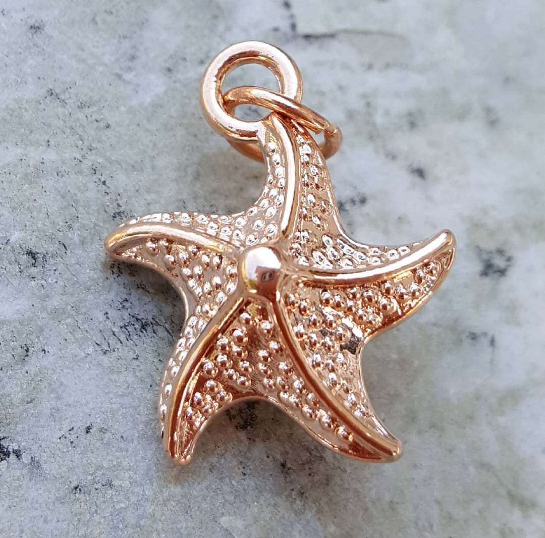 Rose Gold Starfish Charm, Rose Gold Charms, Tiny Rose Gold Starfish ...