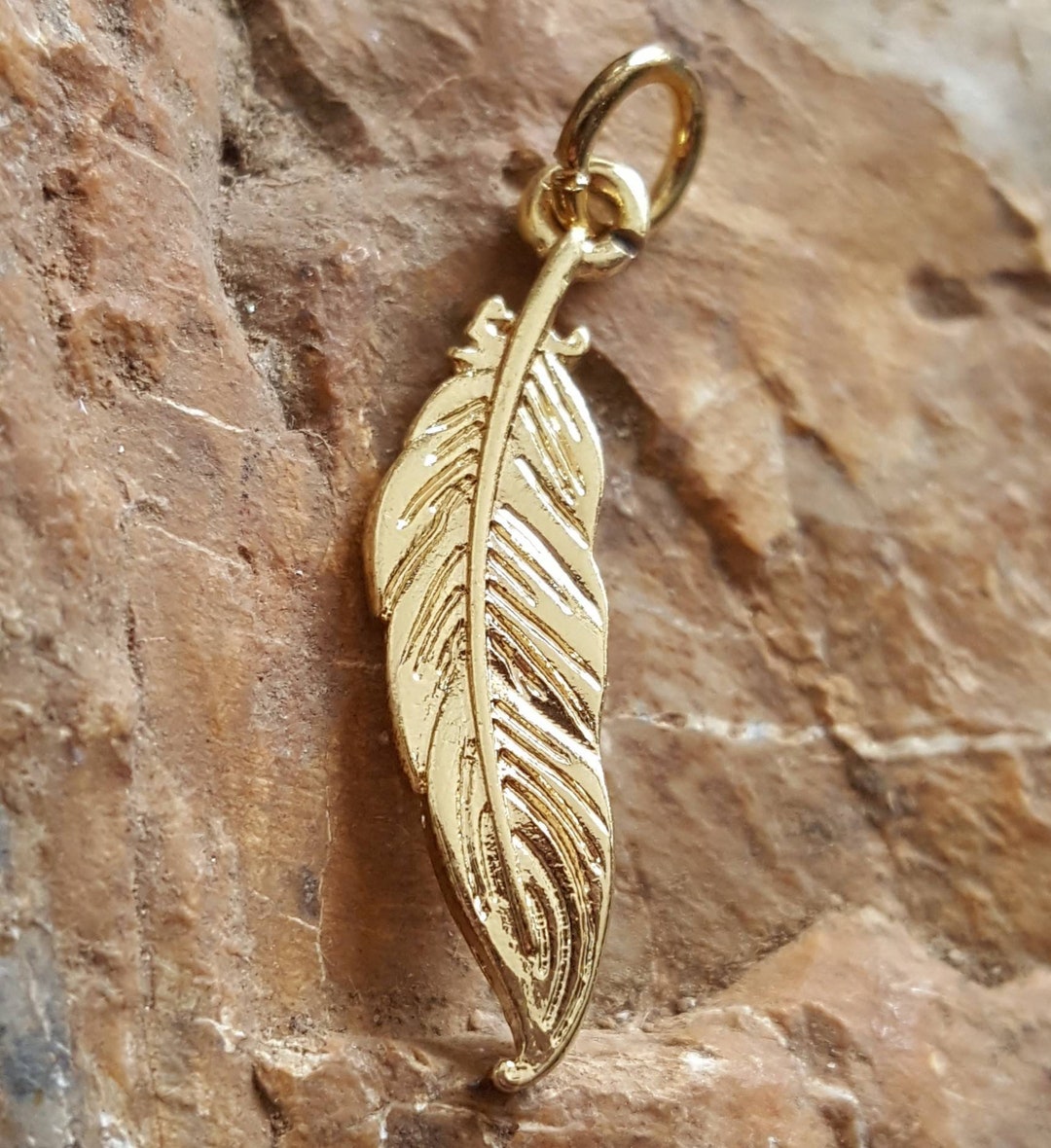 Gold Feather Charm, Dainty Gold Jewelry, Charms for Bracelets Necklaces ...