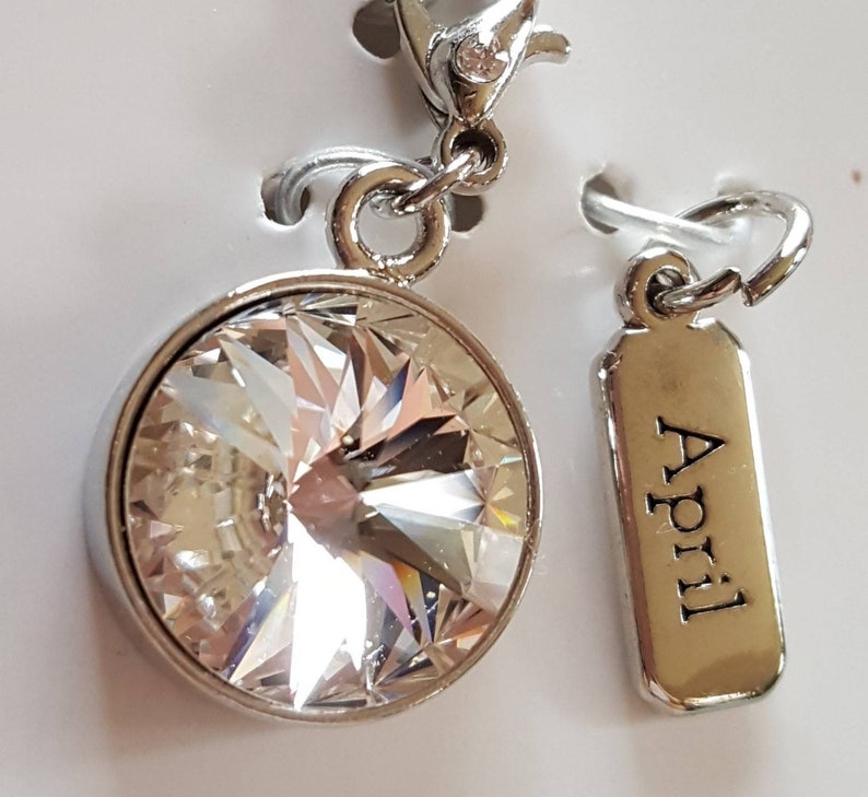 Swarovski Crystal April Birthstone Charm Genuine Swarovski | Etsy