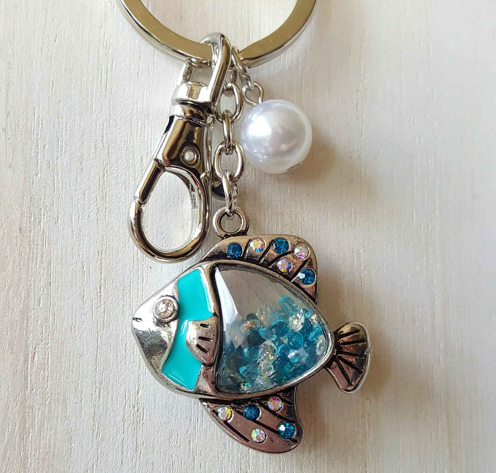 Tropical Fish Keychain 3D Crystal Blue Fish Keychain Sparkly - Etsy