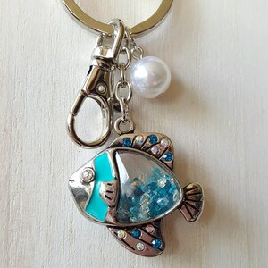 Tropical Fish Keychain 3D Crystal Blue Fish Keychain, Sparkly Crystal ...