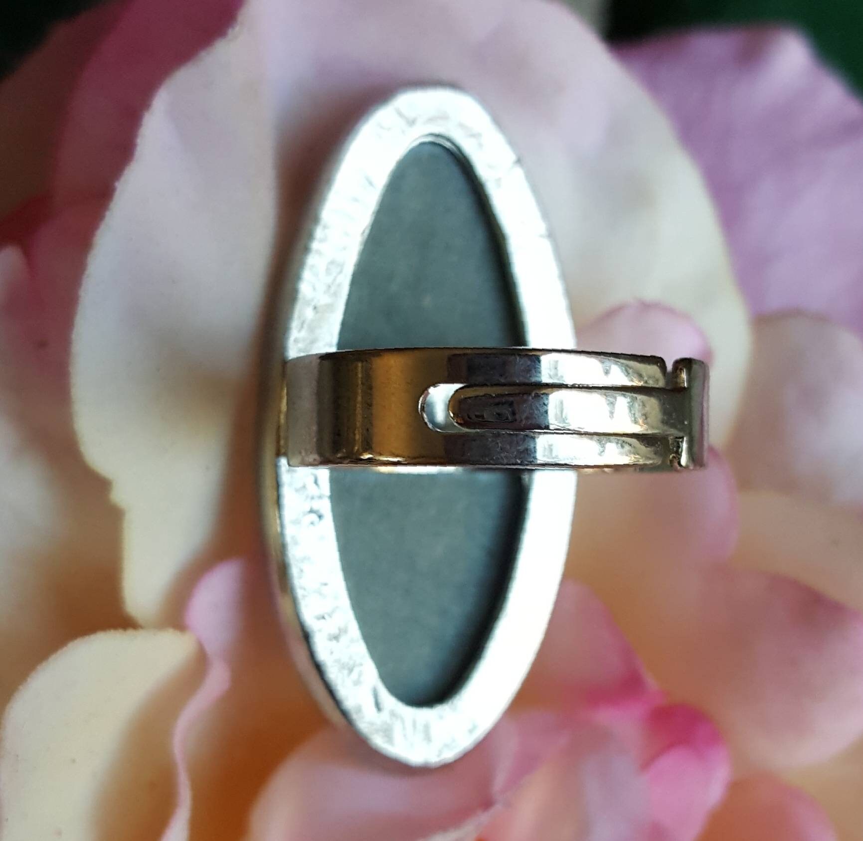 Blue Abalone Ring Abalone Inlay Shell Ring Pave Crystal | Etsy