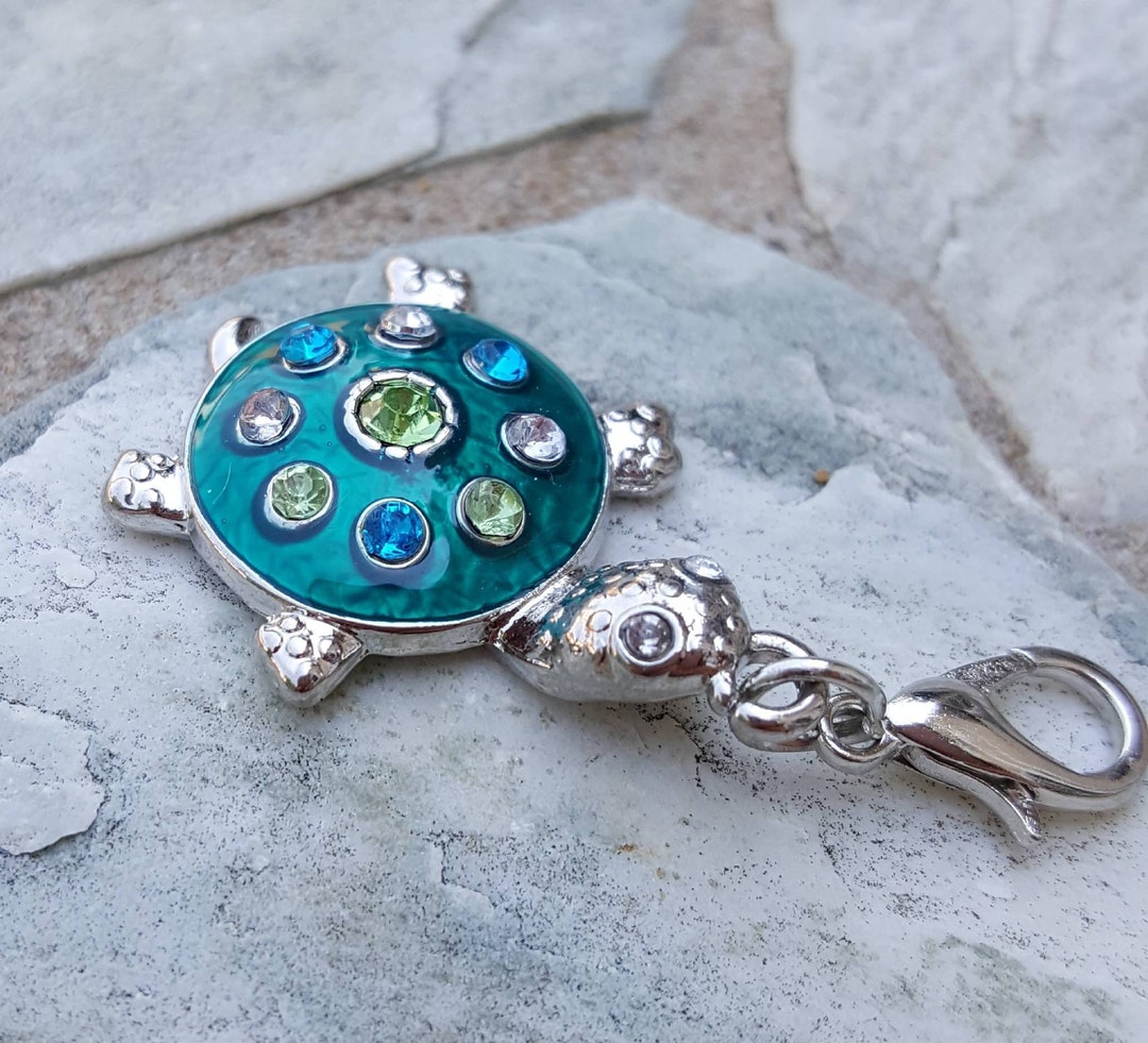 Sparkly Green Turtle Charm, Clip on Charm, Enamel Turtle Charm W ...