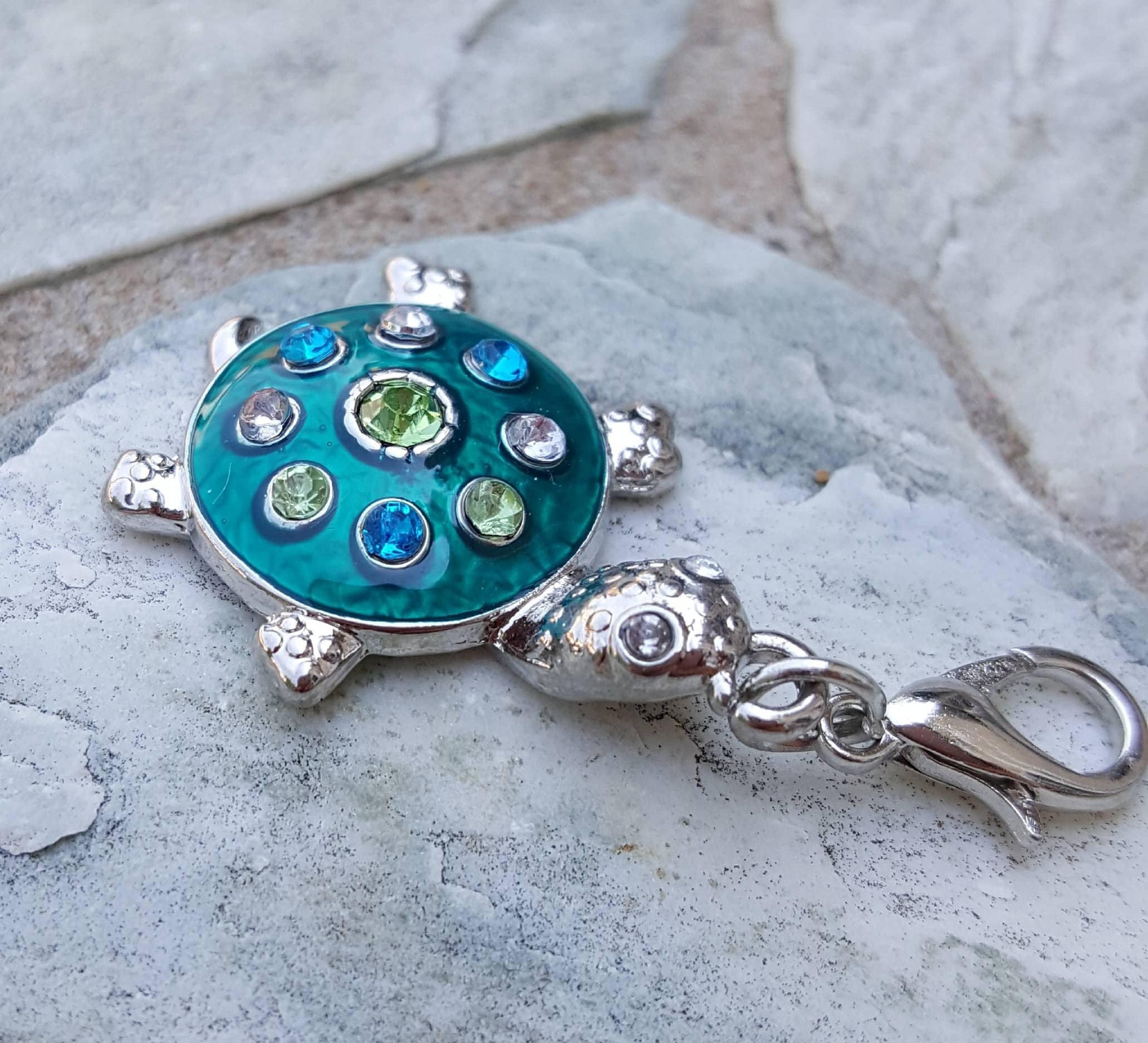 Sparkly Green Turtle Charm Clip on Charm Enamel Turtle Charm - Etsy
