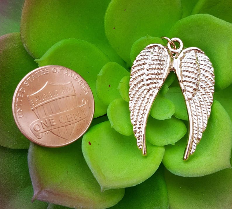 Rose gold angel wings charm pendant angel jewelry pink gold | Etsy