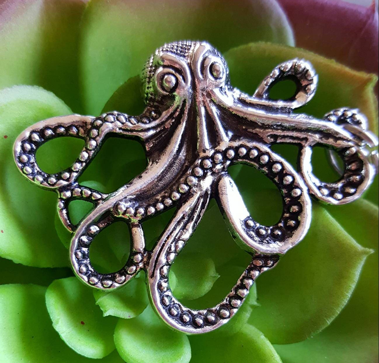 Silver Octopus Pendant Diagonal Hanging Antique Silver - Etsy